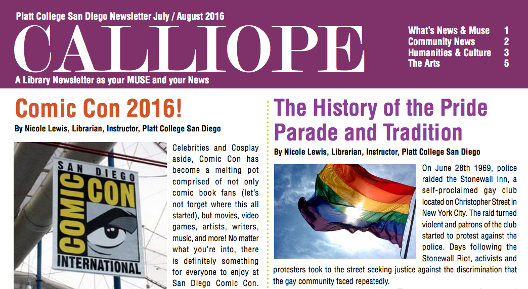 The July and August Edition of Calliope is Here - Platt College San Diego